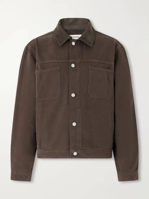 FRAME Cotton-canvas Jacket With Suede Collar