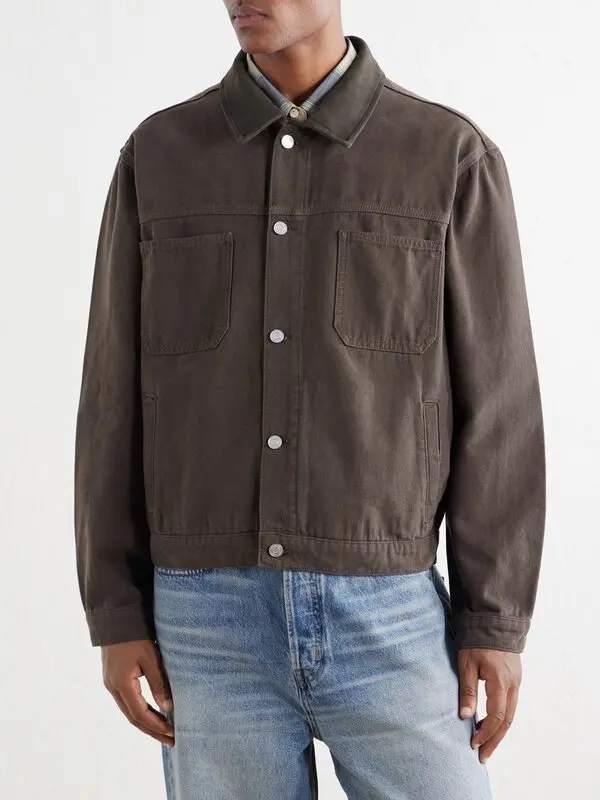 FRAME Cotton-canvas Jacket With Suede Collar