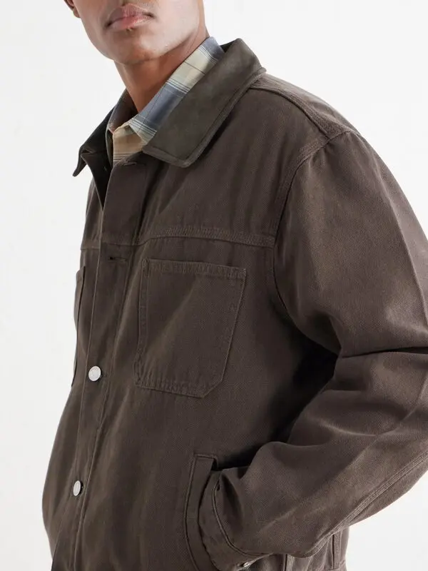 FRAME Cotton-canvas Jacket With Suede Collar