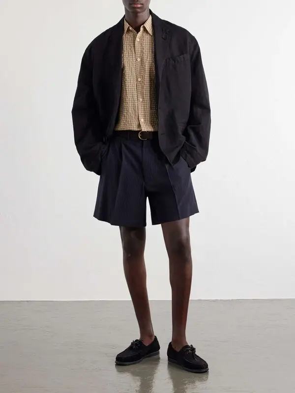 Oliver Peoples Checked Cotton-blend Seersucker Shirt - Beige