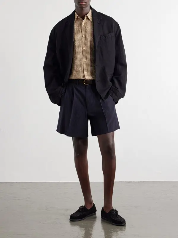Oliver Peoples Checked Cotton-blend Seersucker Shirt