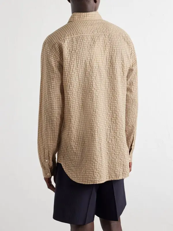 Oliver Peoples Checked Cotton-blend Seersucker Shirt