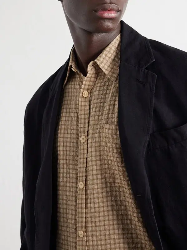 Oliver Peoples Checked Cotton-blend Seersucker Shirt