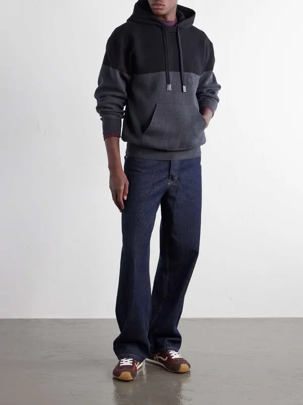 Loewe Anagram-embossed Leather-trimmed Cotton-jersey Hoodie
