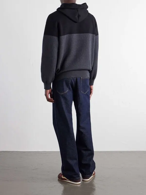 Loewe Anagram-embossed Leather-trimmed Cotton-jersey Hoodie