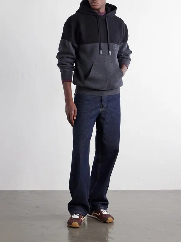 Loewe Anagram-embossed Leather-trimmed Cotton-jersey Hoodie