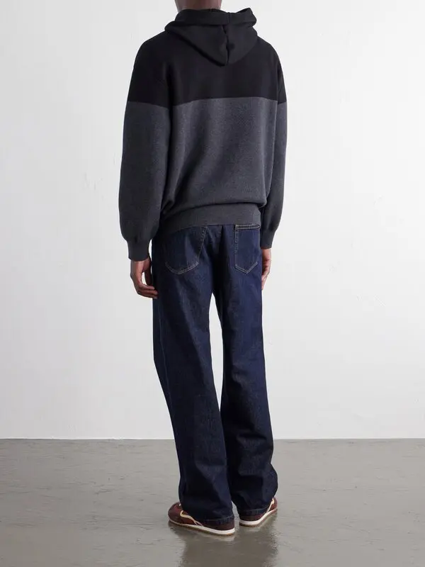 Loewe Anagram-embossed Leather-trimmed Cotton-jersey Hoodie