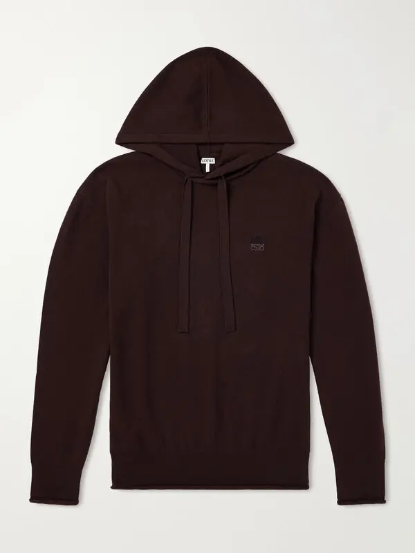 Loewe Anagram-embroidered Cotton-blend Hoodie - Brown