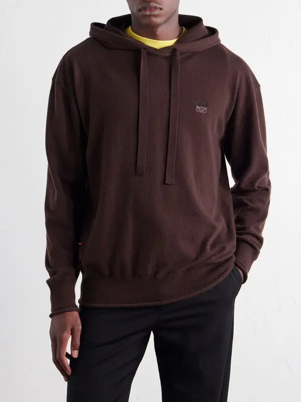 Loewe Anagram-embroidered Cotton-blend Hoodie - Brown