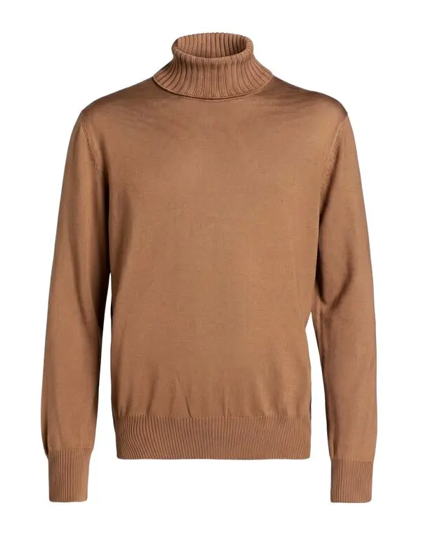 GRAN SASSO Light Brown Virgin Wool Turtleneck Sweater