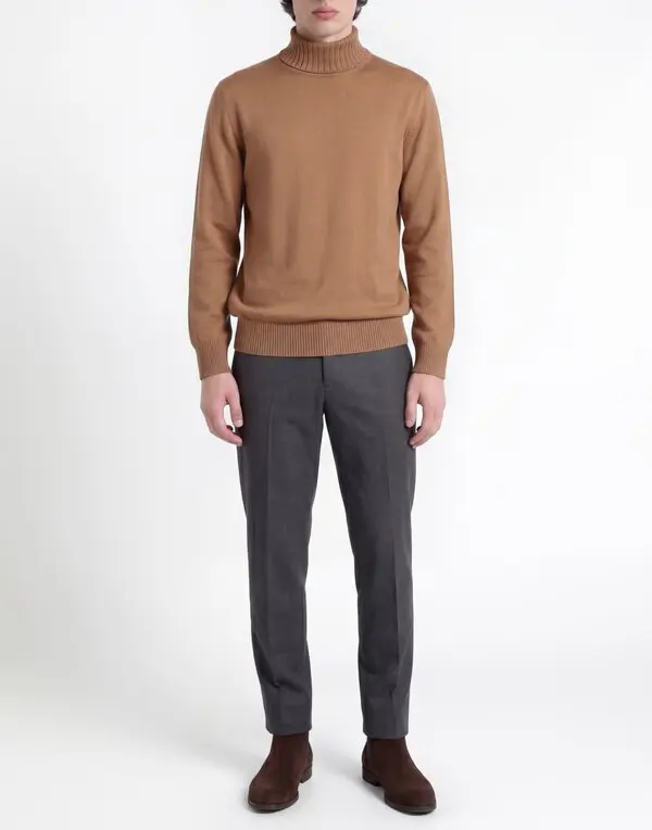GRAN SASSO Light Brown Virgin Wool Turtleneck Sweater