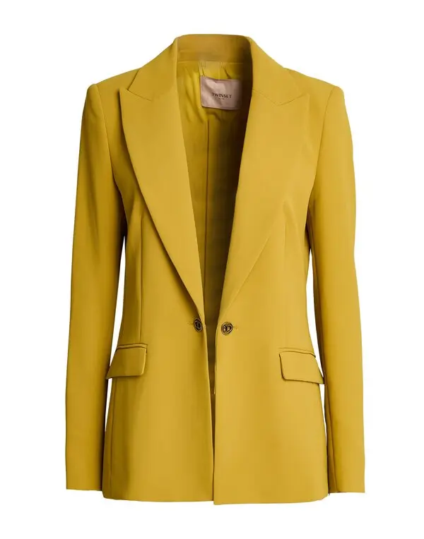 TWINSET Blazer Mustard Size Polyester, Elastane