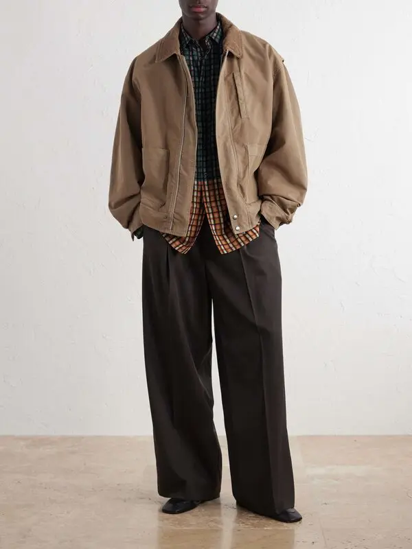 Dries Van Noten Corduroy-trimmed Cotton-canvas Jacket