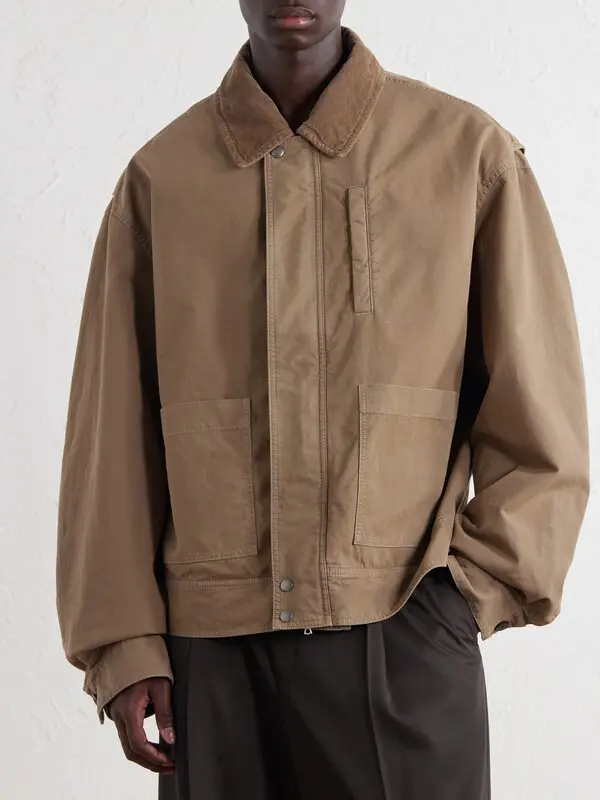 Dries Van Noten Cotton-canvas Jacket With Corduroy Trim