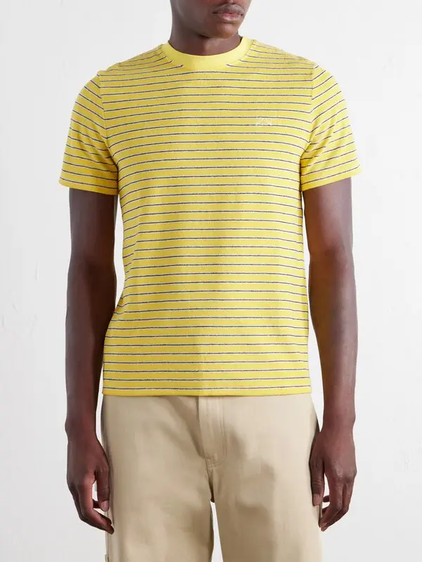 Loewe Logo-embroidered Striped Cotton-blend Terry T-shirt