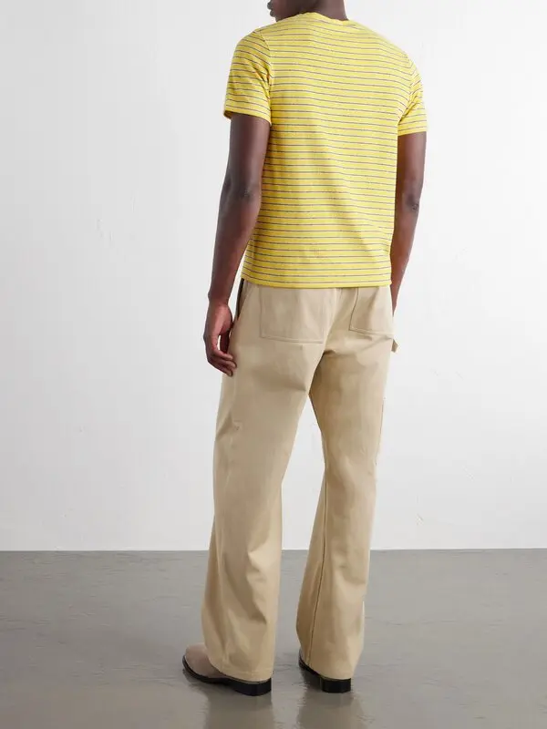 Loewe Logo-embroidered Striped Cotton-blend Terry T-shirt