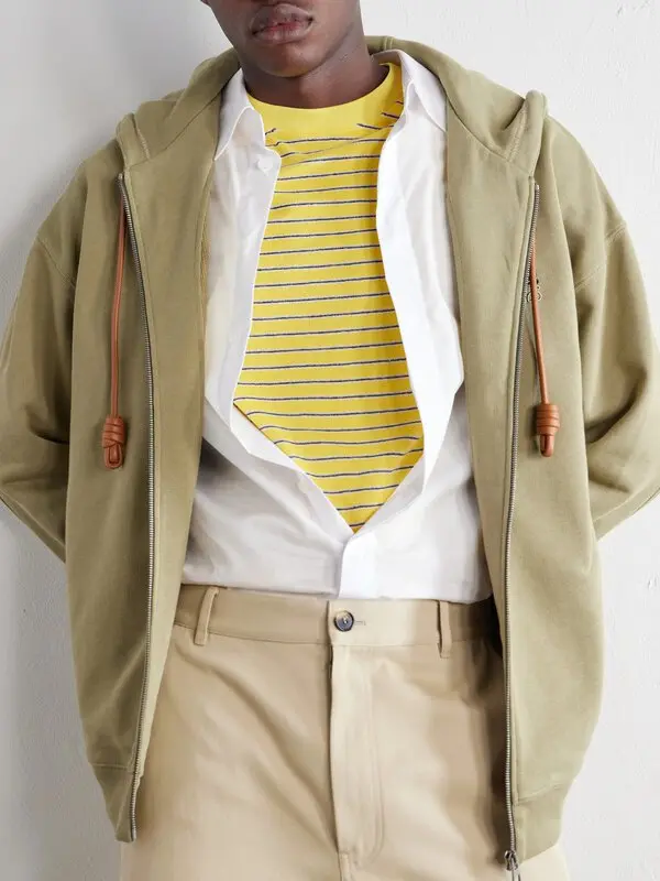 Loewe Logo-embroidered Striped Cotton-blend Terry T-shirt
