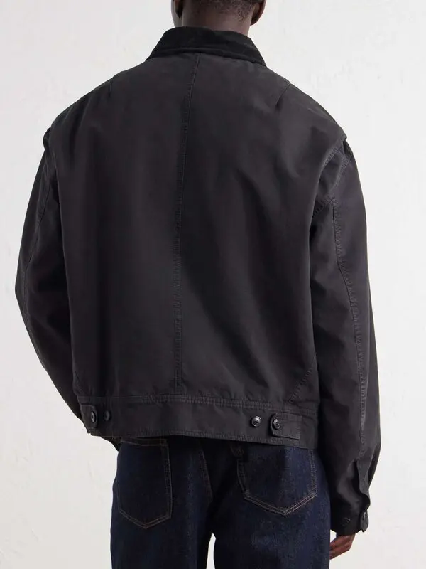 Dries Van Noten Corduroy-trimmed Cotton-canvas Jacket