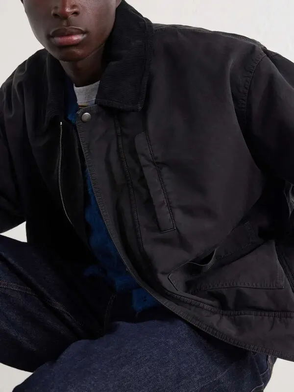 Dries Van Noten Corduroy-trimmed Cotton-canvas Jacket