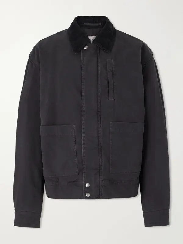 Dries Van Noten Corduroy-trimmed Cotton-canvas Jacket - Gray