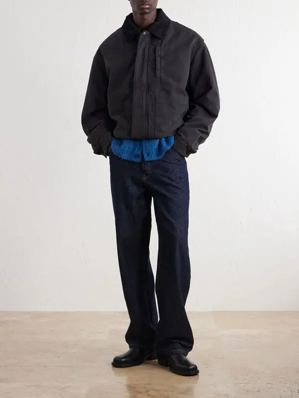 Dries Van Noten Corduroy-trimmed Cotton-canvas Jacket - Gray