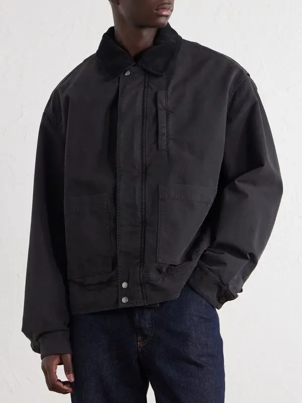 Dries Van Noten Corduroy-trimmed Cotton-canvas Jacket - Gray