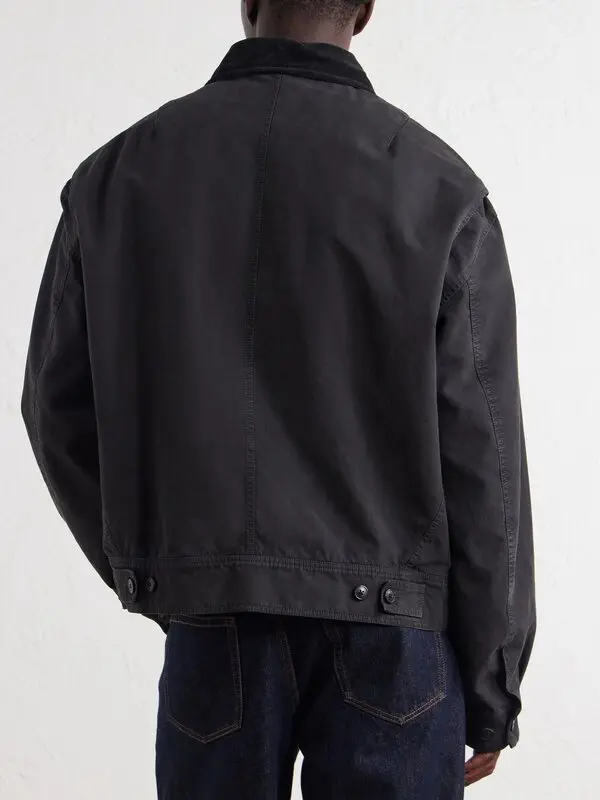 Dries Van Noten Corduroy-trimmed Cotton-canvas Jacket - Gray