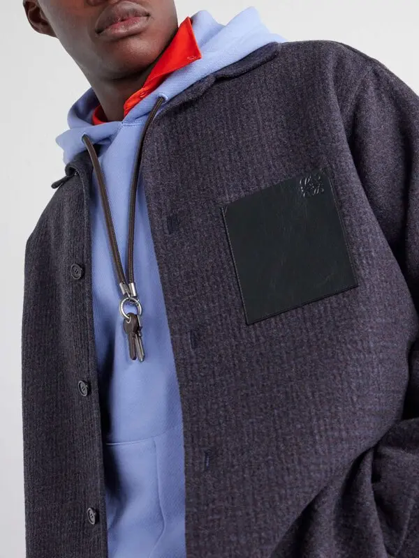 Loewe Anagram-embroidered Leather-trimmed Cotton-jersey Hoodie