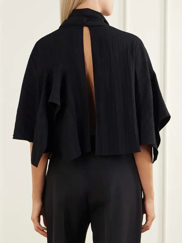 Tibi Cape-effect Tie-detailed Gauze Blouse