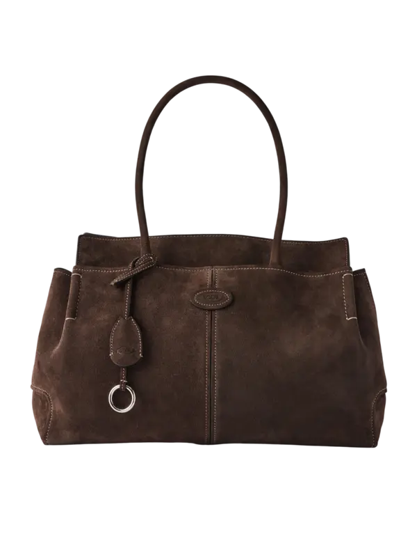 TOD'S Logo-embossed Suede Tote - Brown