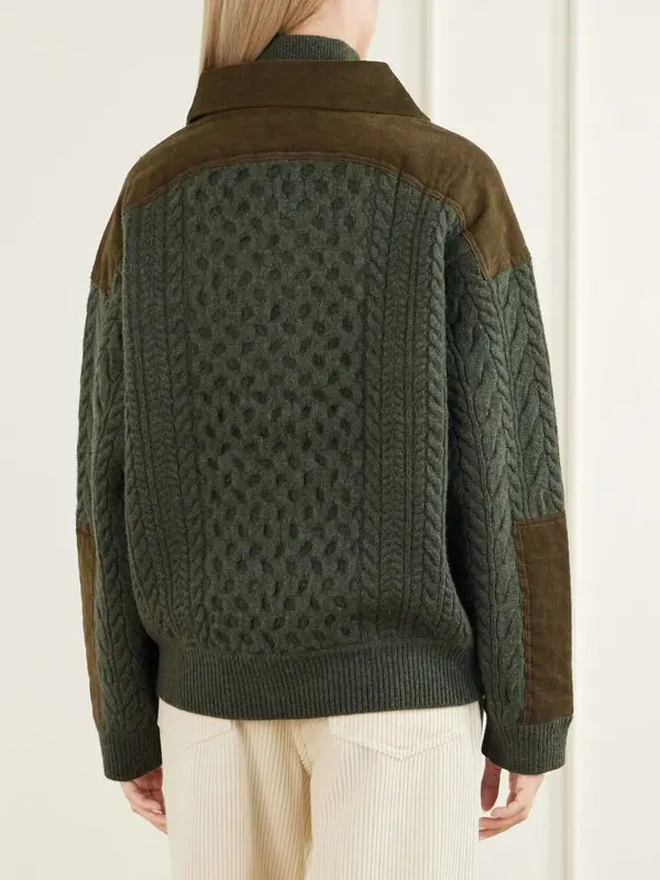 Sea Allen Cotton Corduroy-trimmed Cable-knit Wool Sweater