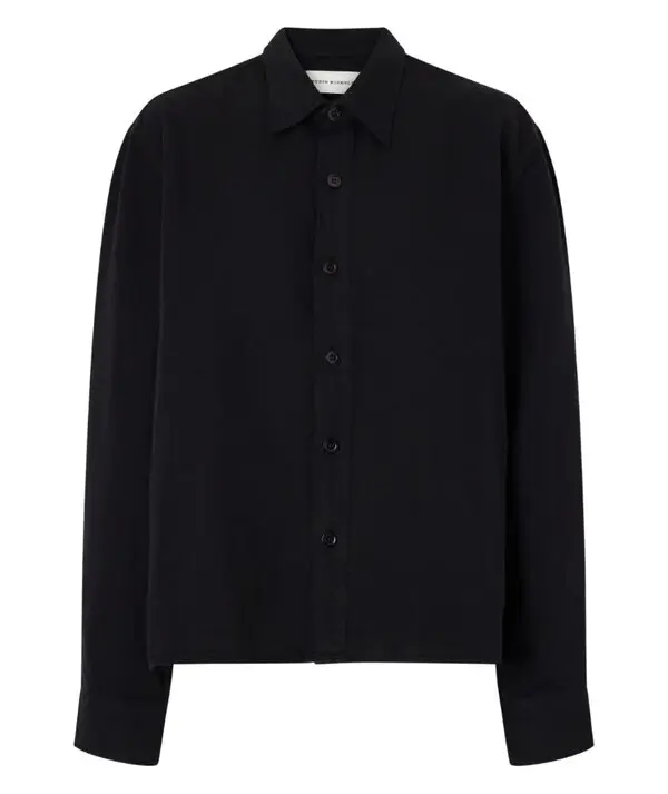 Studio Nicholson Garment-dyed Cotton And Linen-blend Shirt - Black