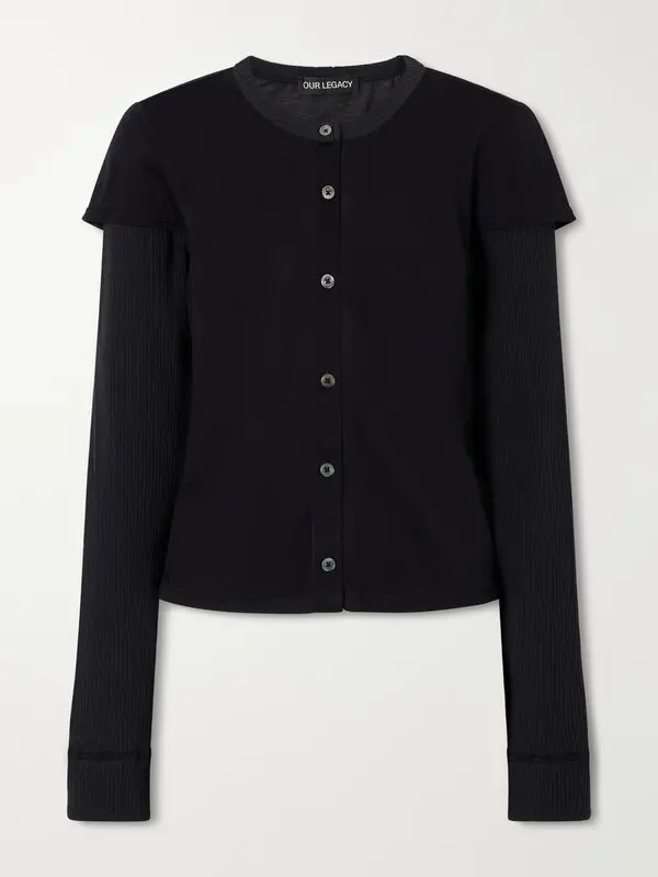 Our Legacy Layered Cotton-blend Cardigan - Black