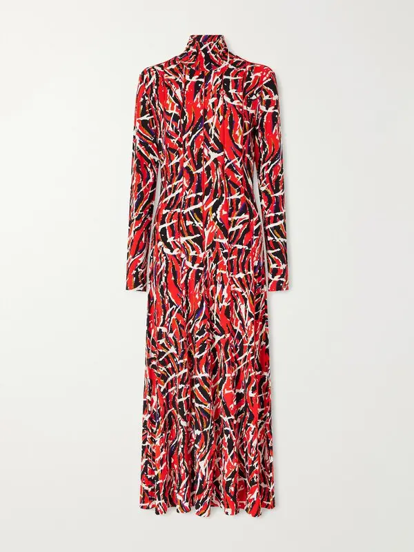 Proenza Schouler White Label Mabel Printed Jersey Maxi Dress - Red