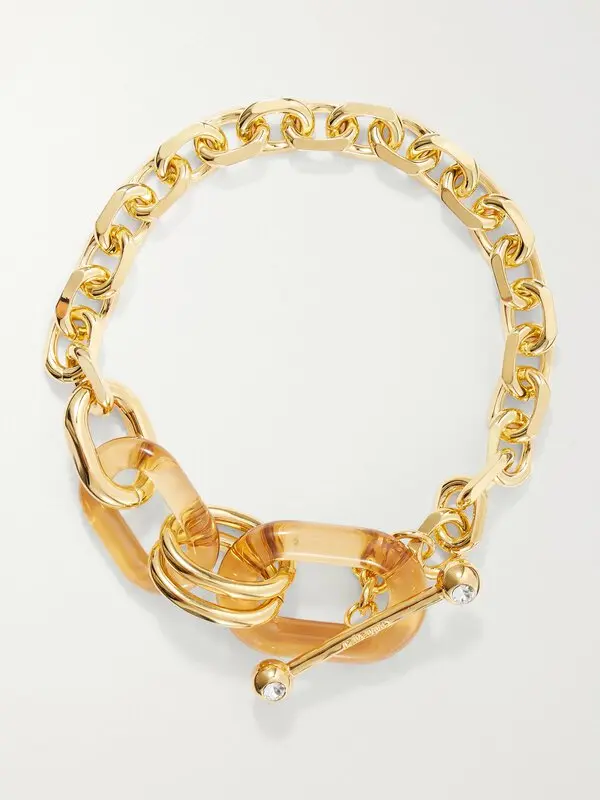 Rabanne Gold-tone Link Necklace - Orange