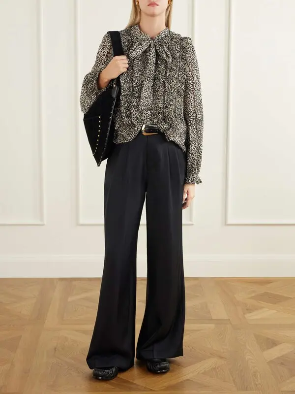 Sea Charlize Tie-detailed Ruffled Animal-print Chiffon Blouse