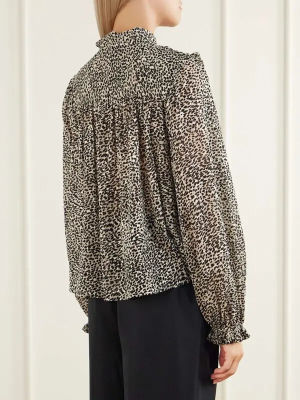Sea Charlize Tie-detailed Ruffled Animal-print Chiffon Blouse