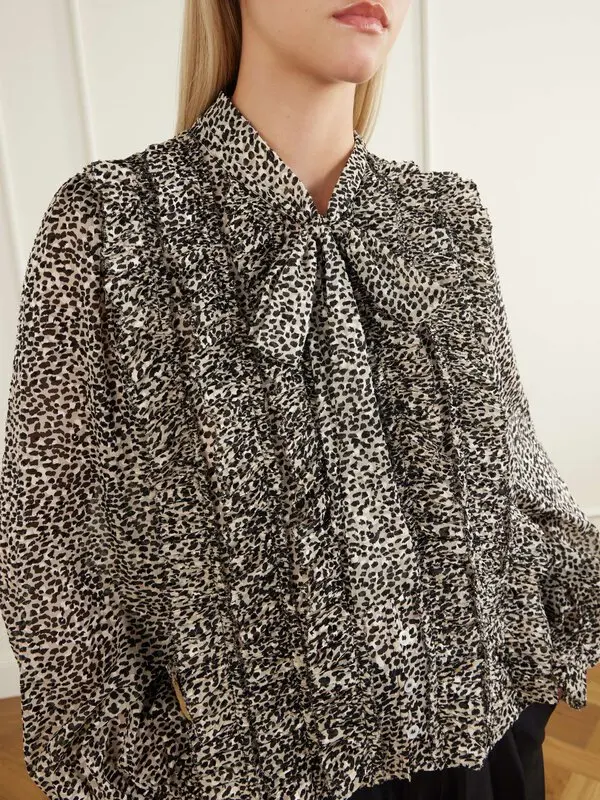 Sea Charlize Tie-detailed Ruffled Animal-print Chiffon Blouse