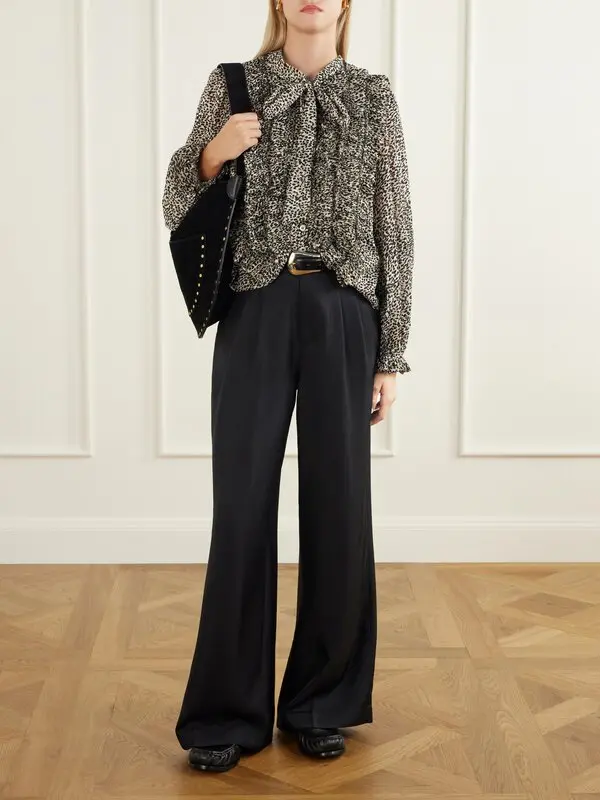 Sea Charlize Animal-print Chiffon Blouse - Black
