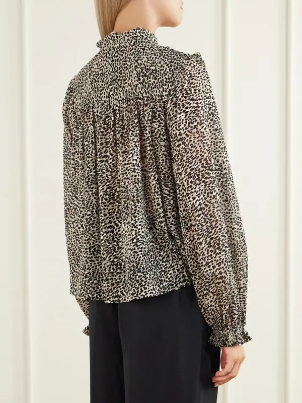 Sea Charlize Animal-print Chiffon Blouse - Black