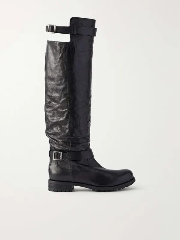 JIMMY CHOO Buckled Leather Knee-high Boots