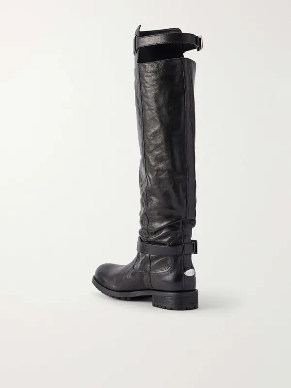 JIMMY CHOO Buckled Leather Knee-high Boots