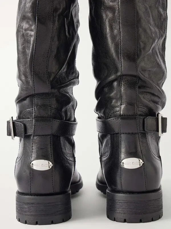 JIMMY CHOO Buckled Leather Knee-high Boots