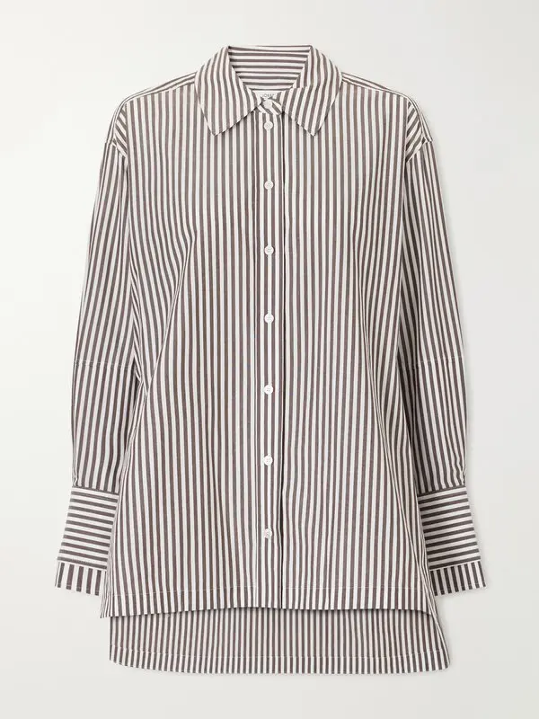 JOSEPH Thea Striped Cotton-poplin Blouse