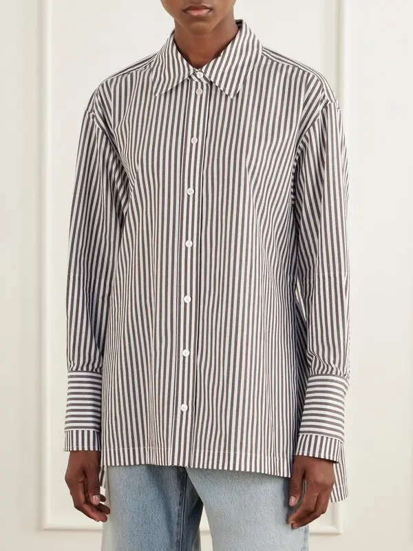 JOSEPH Thea Striped Cotton-poplin Blouse