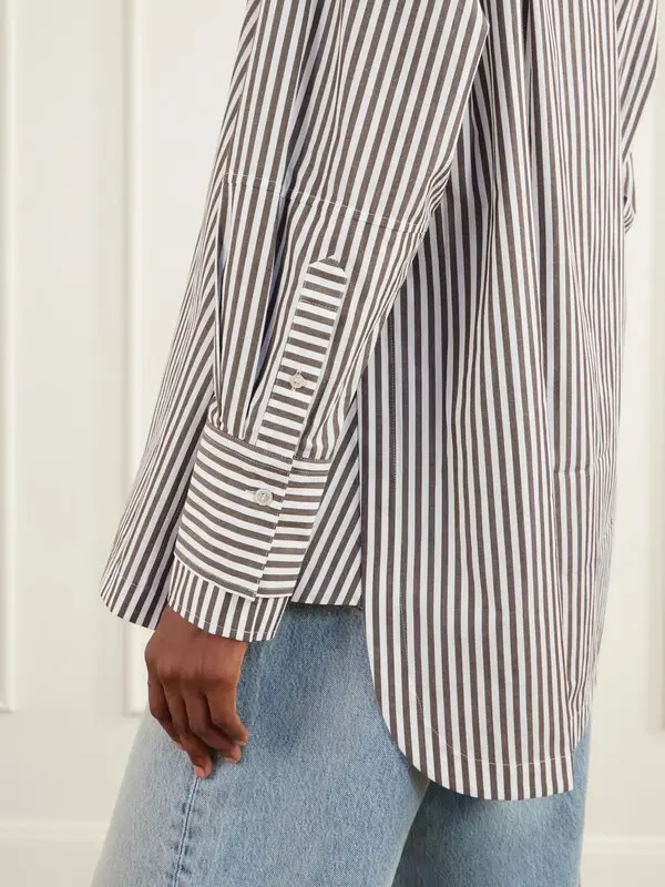 JOSEPH Thea Striped Cotton-poplin Blouse