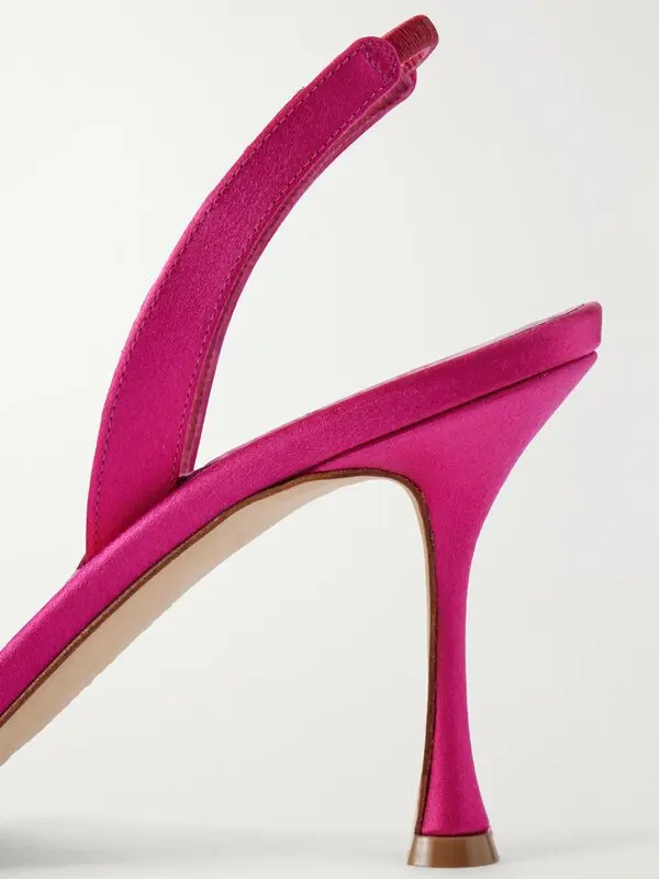 Manolo Blahnik Zutosan 90 Crystal-embellished Slingback Satin Sandals - Pink