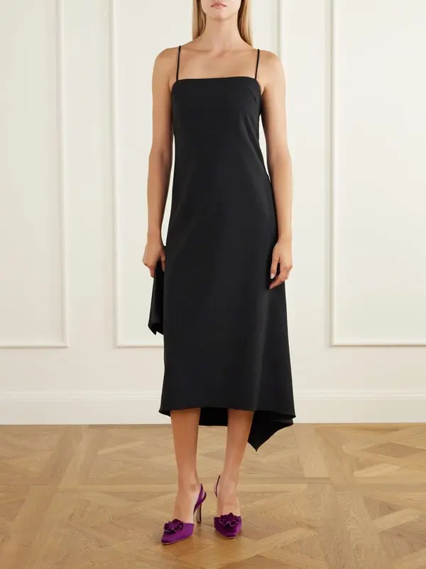 Manolo Blahnik Caulosli 90 Velvet-trimmed Satin Slingback Pumps
