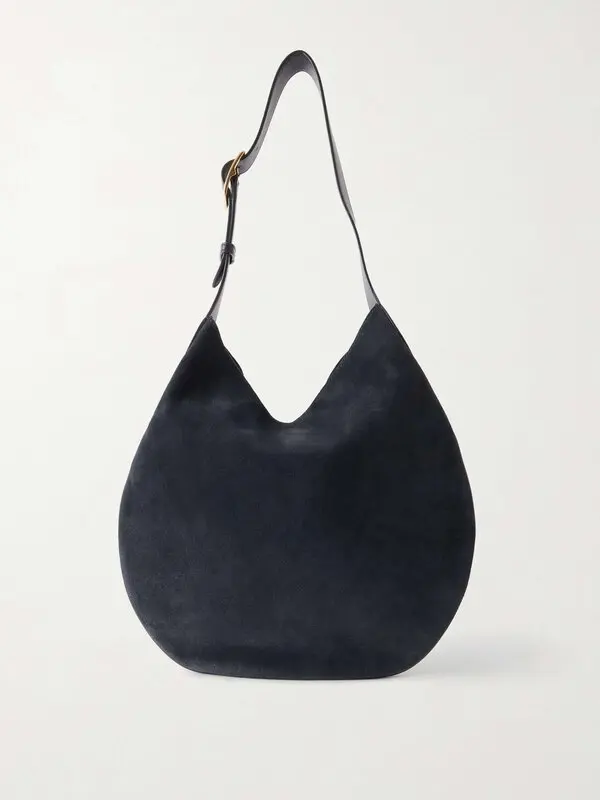NILI LOTAN Jagger Suede Shoulder Bag - Navy