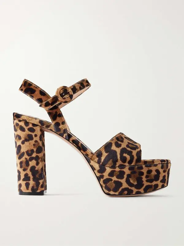 GIANVITO ROSSI 70 Leopard-print Velvet Sandals